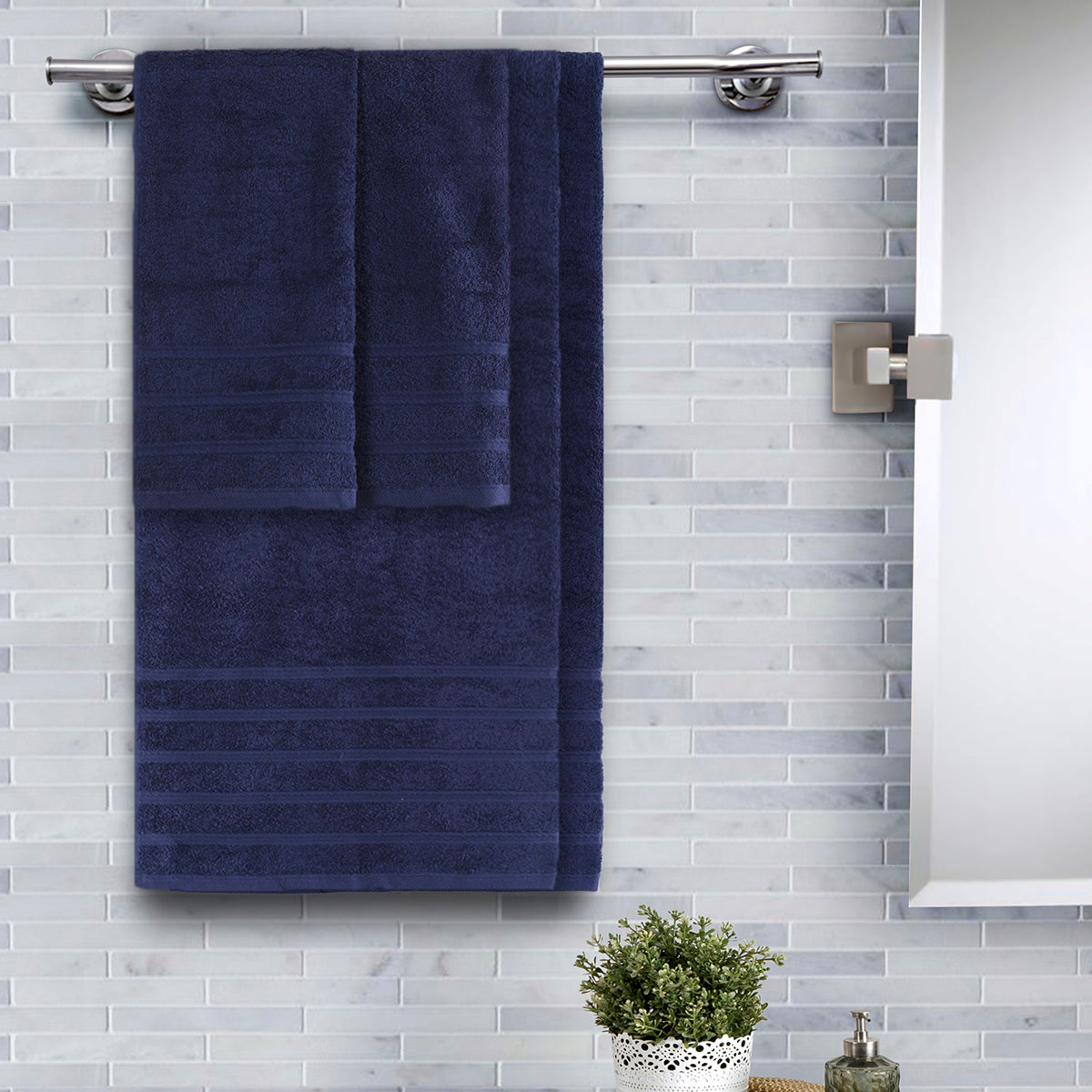 Buy Hermosa Solid Irene Towel Set Blue
