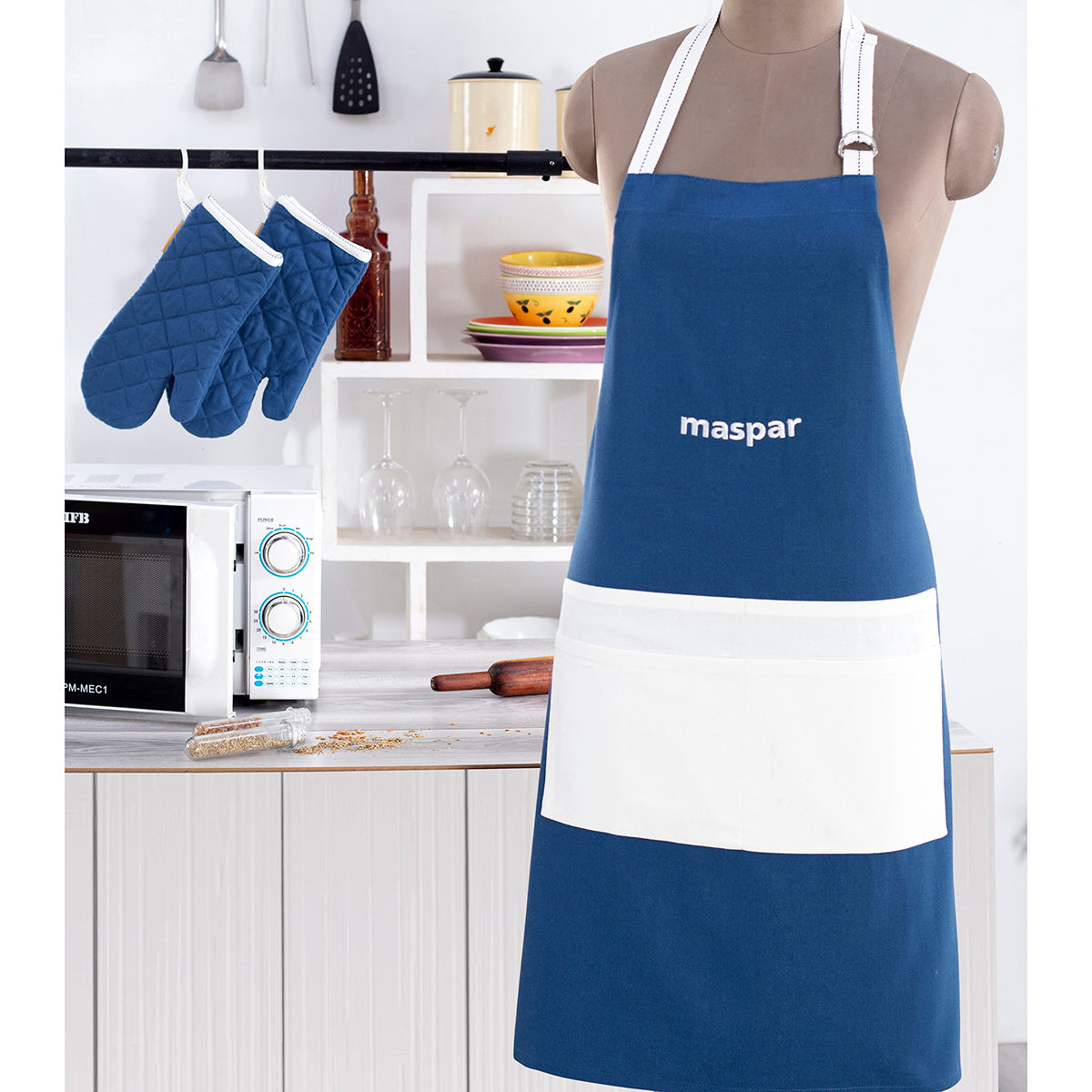 Buy Aspire 100% Cotton Blue 1pc Apron