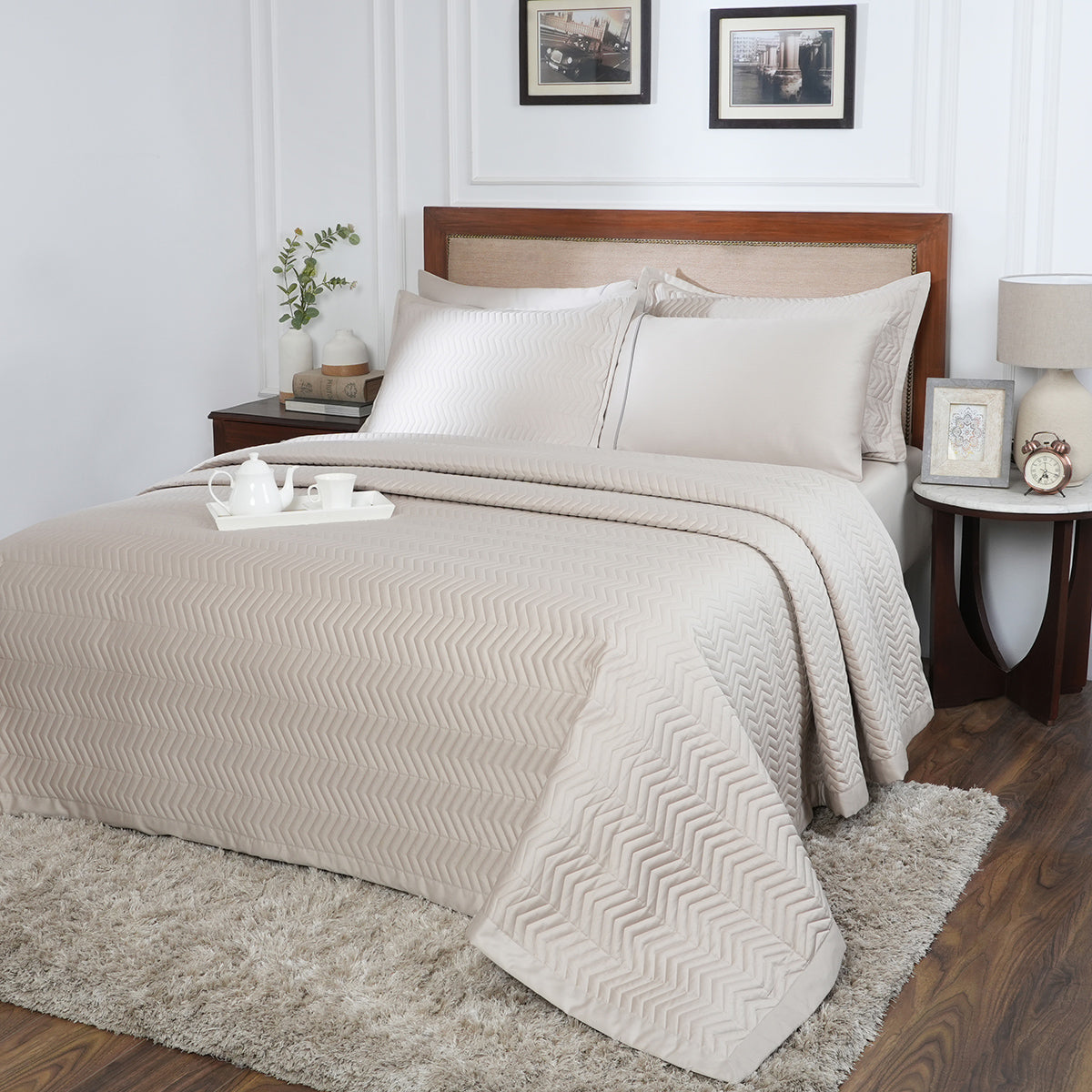 Colorart Penelope AC Quilt/Quilted Bed Cover/Comforter Sandshell