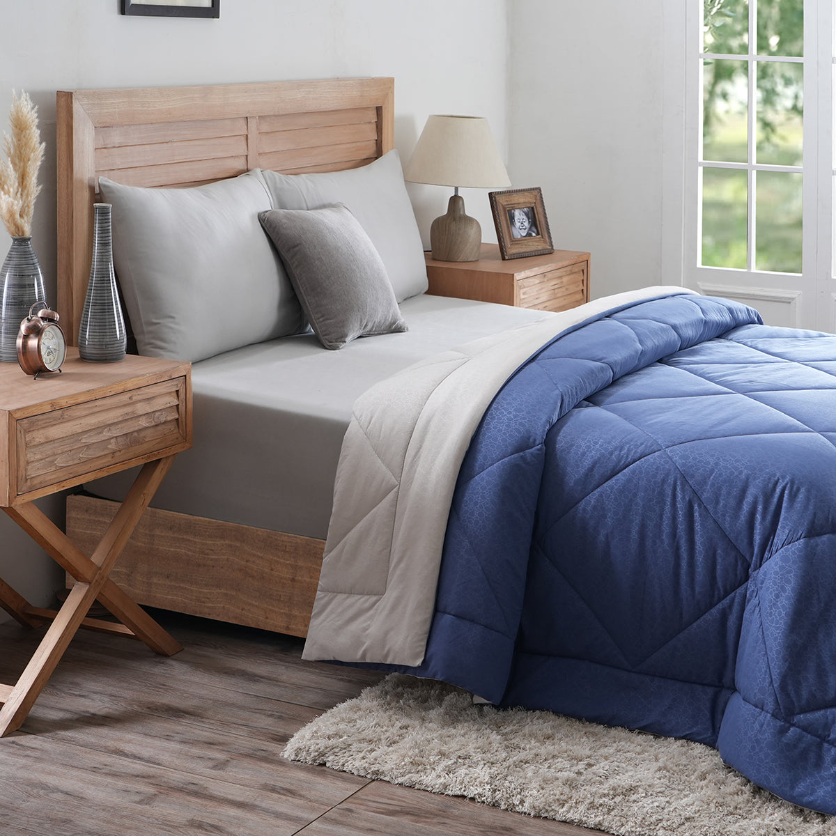 Buy Hermosa Glister Pebble Blue/Grey Quilt Online - Maspar